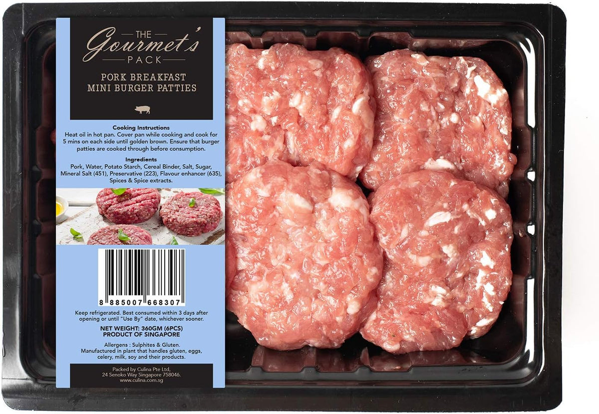 The Gourmet's Pack Pork Breakfast Mini Burger Patties (Chilled), 6's x