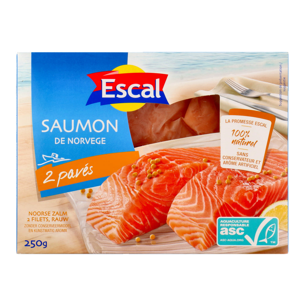 Escal Norway Salmon Sirloin Skinless (Frozen), 2's x 125gm